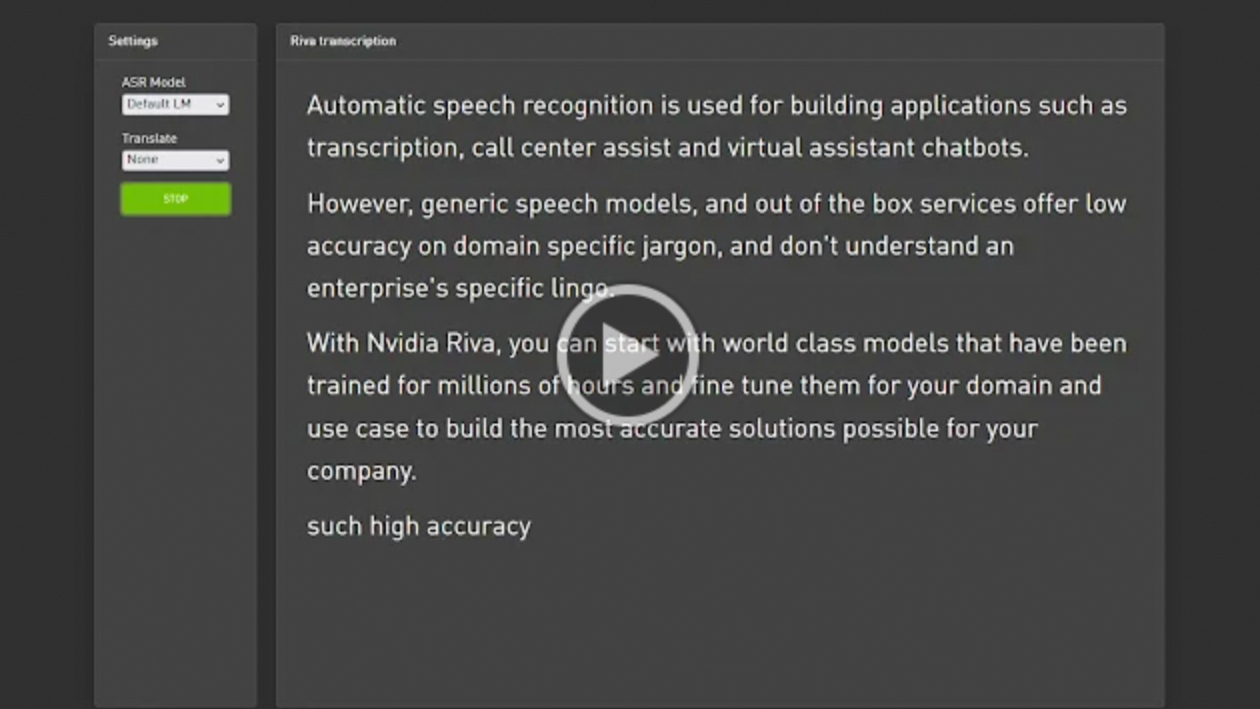 Speech AI SDK - Riva | NVIDIA